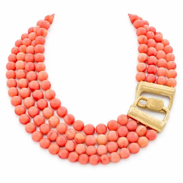 MICHAEL NASH JEWELRY Irena Four Strand Coral Resin Bead Nesting Necklace - Orange