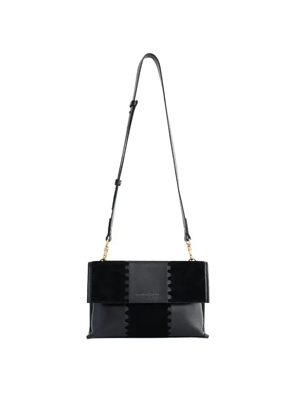 ORANGE CUBE Square Stitch Messenger Bag - Black