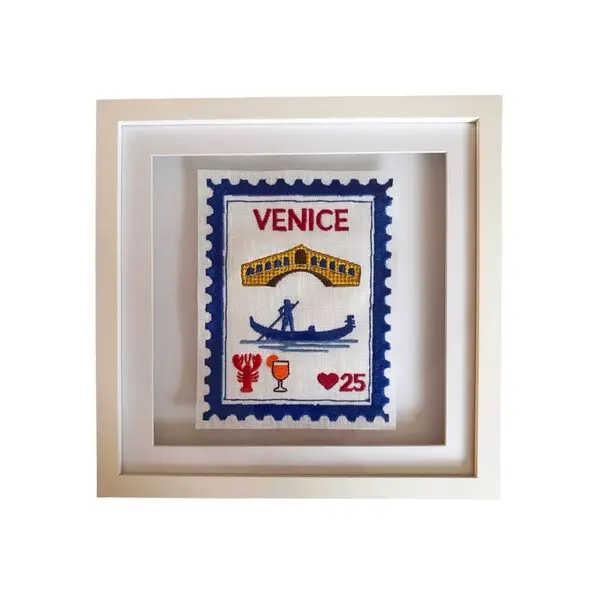LILLY LOVES Venice Embroidered Postage Stamp - White