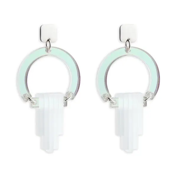 TOOLALLY Silver / White Art Deco Chandeliers Iridescent And White Frost - Silver/white