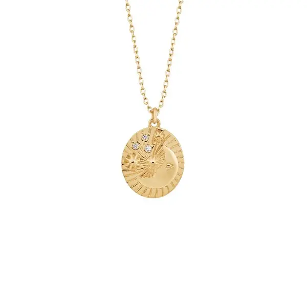 SPERO LONDON Moon Embossed Silhouette Sterling Silver Medal Necklace - Gold