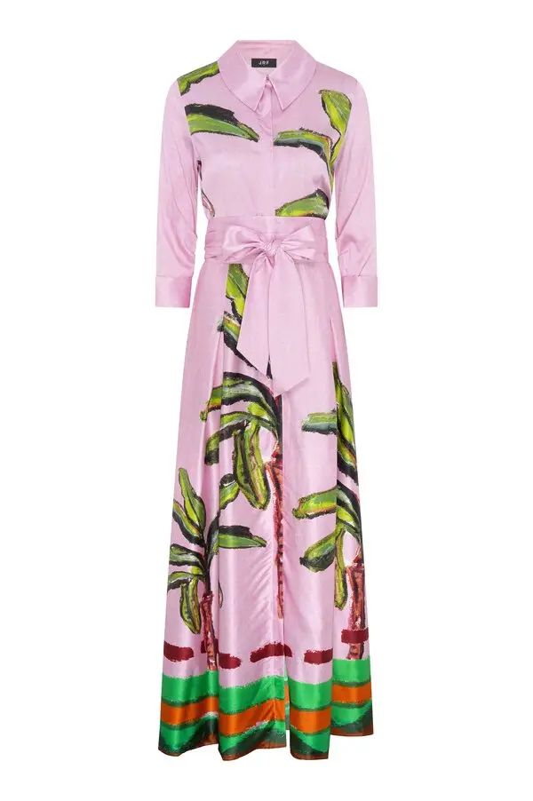 JESSICA RUSSELL FLINT Belted Maxi Shirt Dress Kumulau - Pink