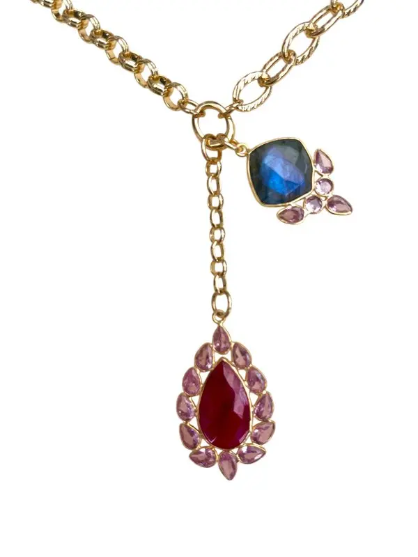 MAGPIE ROSE Theia Ruby & Labradorite Necklace - Red