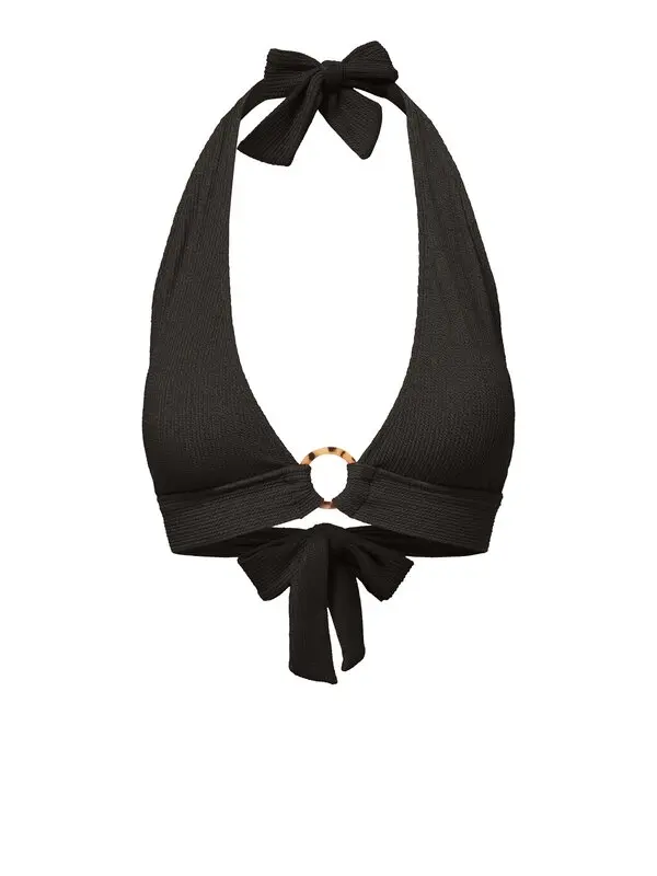 CHANGE OF SCENERY Erin Top In Texture With Tort Ring - Black