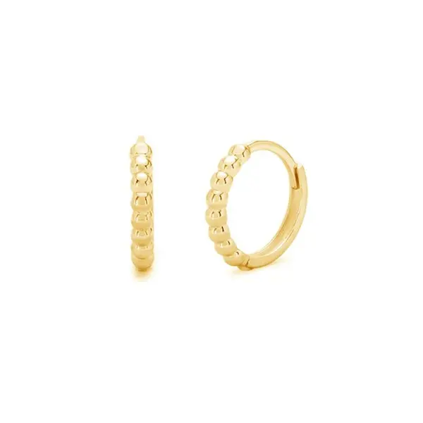 NAZZAR Beaded Huggie Hoop Earrings - Gold