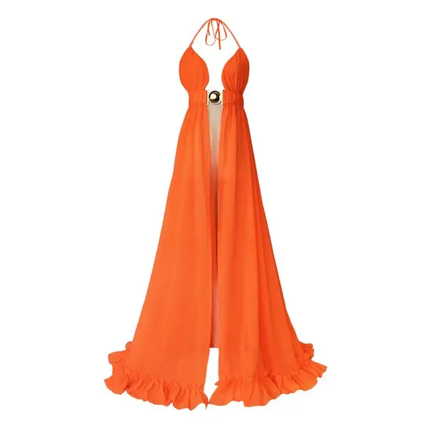 AK ROYALTY RESORTWEAR Olivia Buckle Coverup Neon - Orange