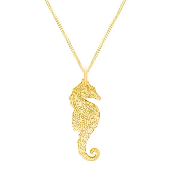CARTERGORE Medium Seahorse Pendant Necklace - Gold