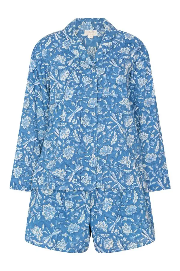 NOLOGO-CHIC Hand Printed Pj Shorts Set Dragonfly - Blue