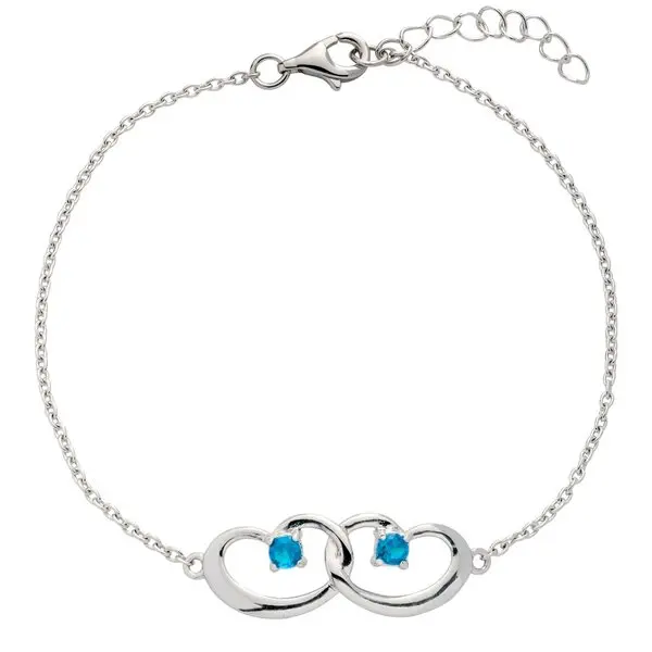 BELINDA JEWELZ Silver / Blue Swiss Blue Interlocked Hearts Bracelet - Silver/blue