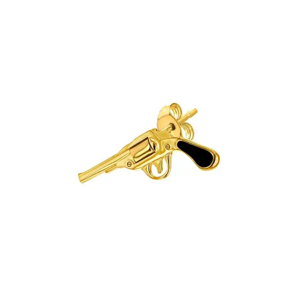 TRUE ROCKS 18kt Gold-plated Retro Pistol Stud - Black