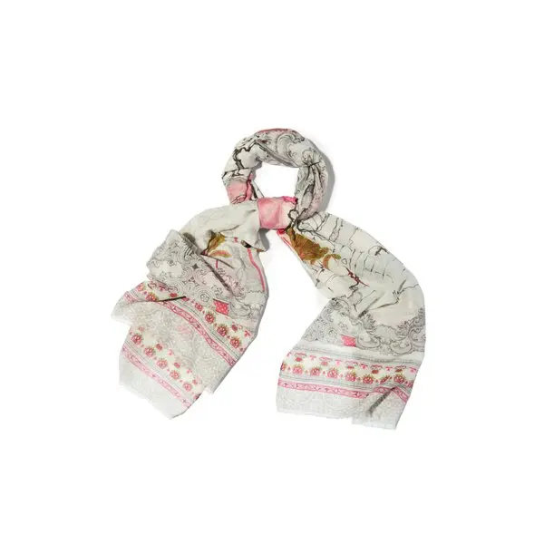 Saachi Tropical Vacation Print Scarf - White
