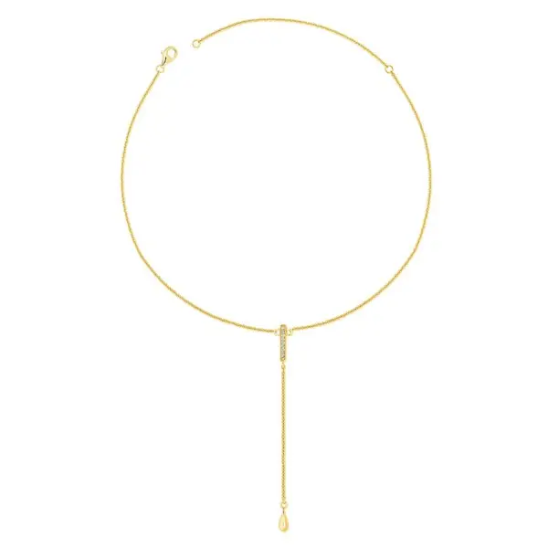 LUCY QUARTERMAINE Skinny Drip Long Pendant With White Topaz In Vermeil - Gold
