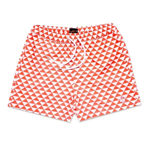 EIGHT X White / Red Triangle Breeze Swim Trunks - White/red