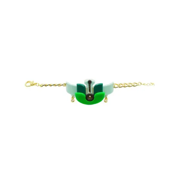 GISSA BICALHO Acrylic Handmade Bracelet Lotus - Green
