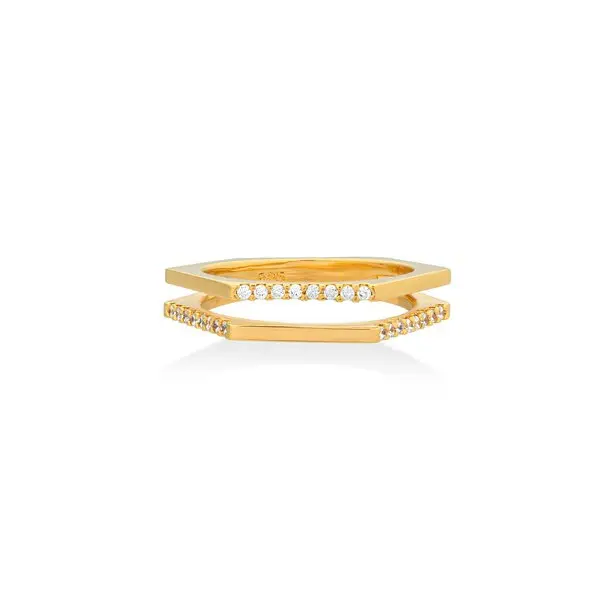 SHABELLA NYC Dual Rectangular Ring - Gold