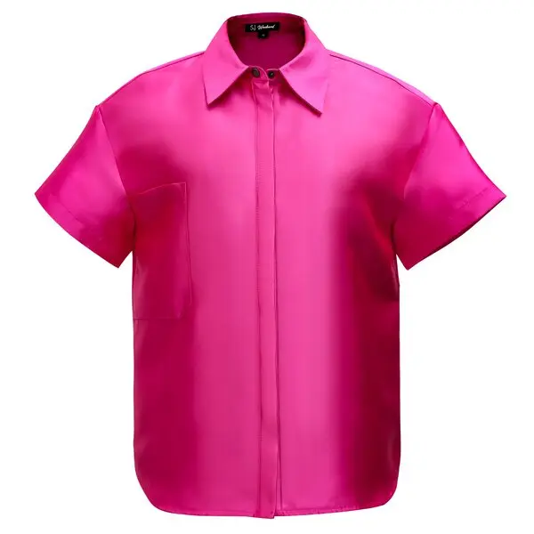 SMART AND JOY Taffeta Short Sleeve Shirt - Pink