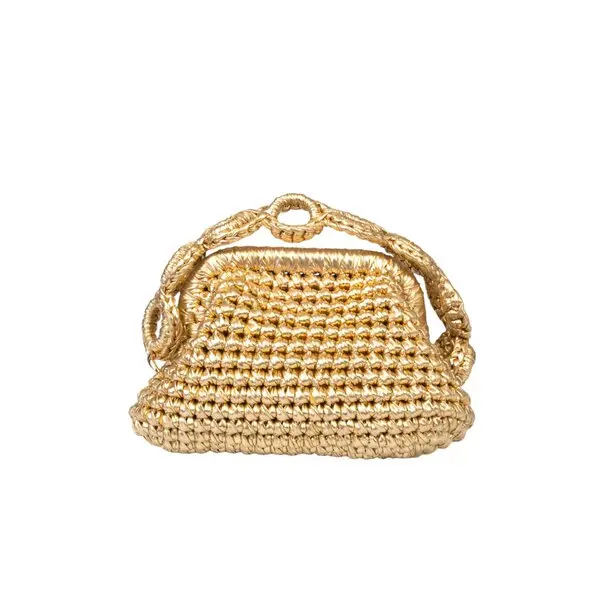 SIBYLLA DELPHICA Mini Metallic Crochet Clutch Bag Persefoni - Gold