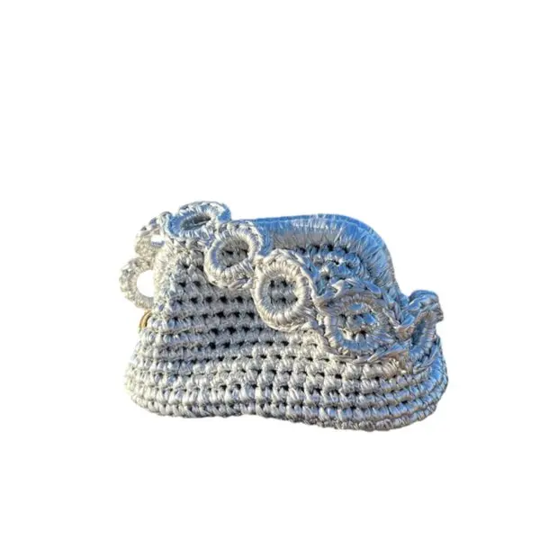 SIBYLLA DELPHICA Mini Metallic Crochet Clutch Bag Persefoni - Silver