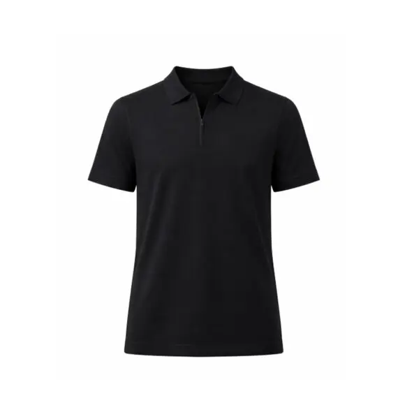 NUVV COLLECTION S Zip-neck Polo – Lightweight Knit – Rayon Blend - Black