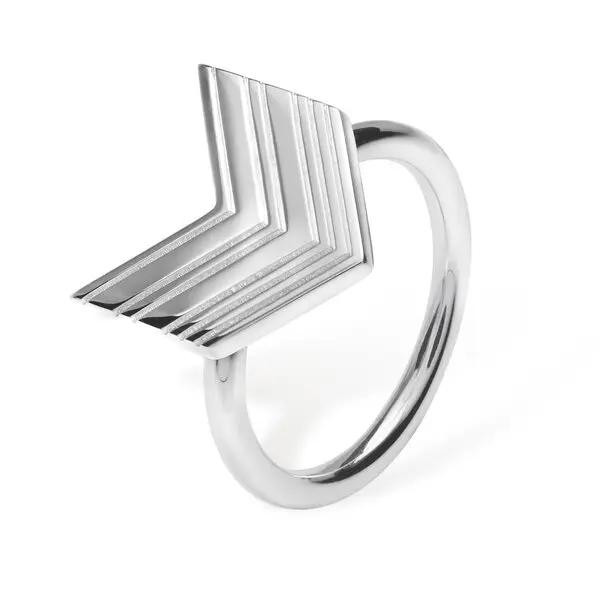 LUCY QUARTERMAINE Art Deco Arrow Ring - Silver