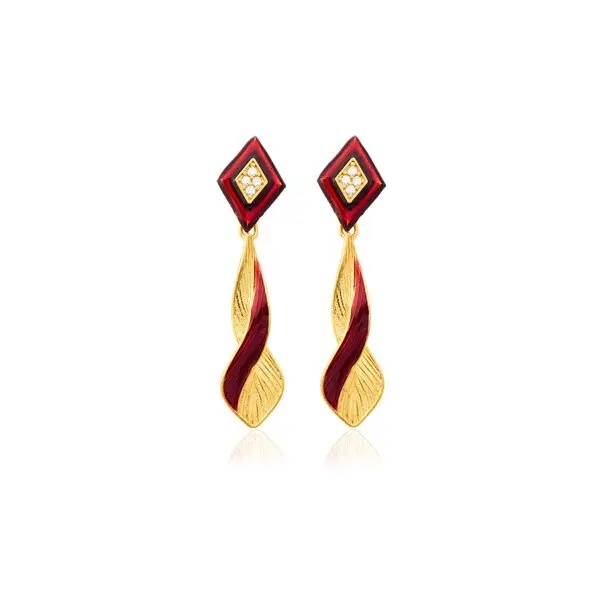 MILOU JEWELRY Gold Infinity Drop Earrings With Zircon - Red
