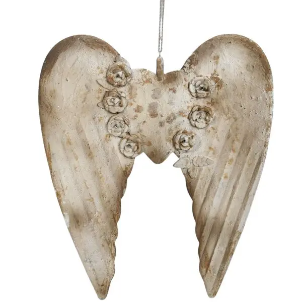 LILA RASA Vintage Angel Wings With Heart Wall Décor - Grey