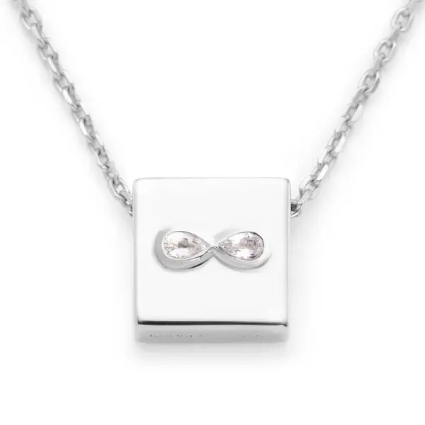 KOUREE It's All For You' Necklace Pendant Charm Sterling With White Topaz - Silver