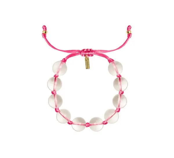 ADRIANA PAPPAS DESIGNS Glass Bracelet On Colored Cord Hot Pink - Orange