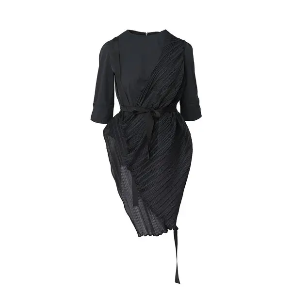 LARISA DRAGNA Cotton Blouse With A Pleated Ruffle Zoe - Black