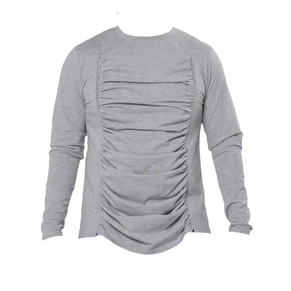 METAMORPHOZA Grey / Black ’s Long Sleeve Top With Front Drapings In Gray - Grey/black