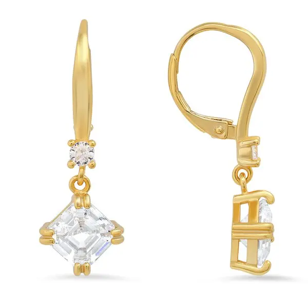 KYLIE HARPER Dangling Asscher Cut Diamond Cz Earrings - Gold