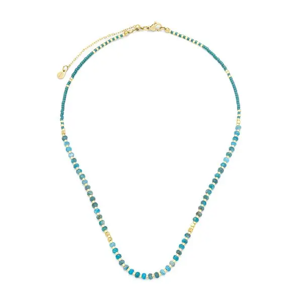 KAMARIA Lumira Mini Gemstone Necklace With Miyuki Beads Apatite - Blue
