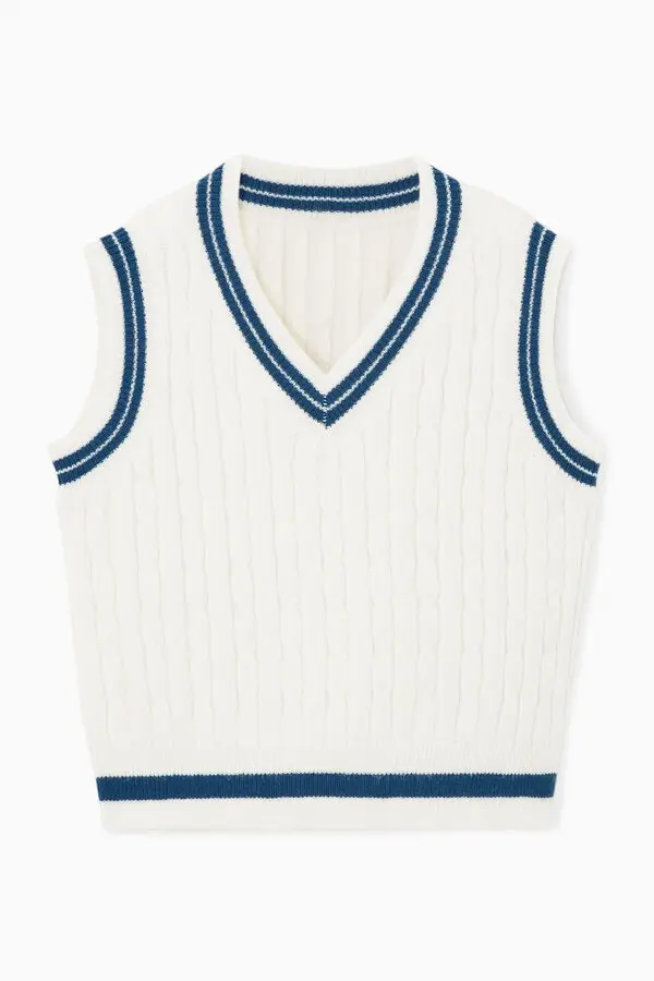 VICTORIA PAULSEN Blue / White Anne Sweater Vest White - Blue/white
