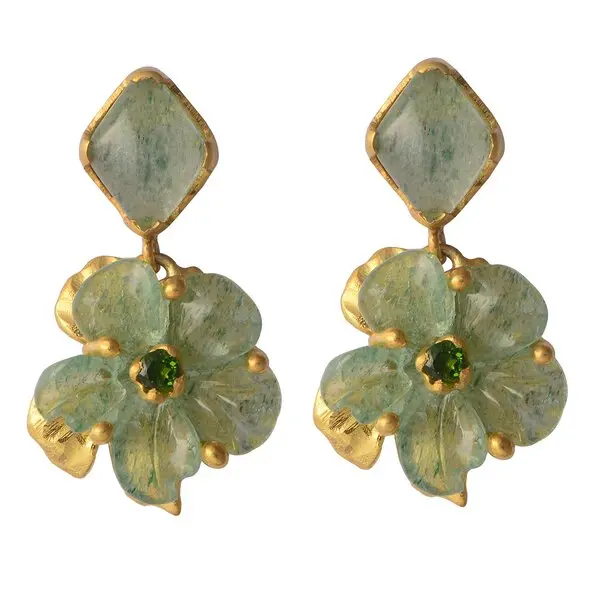 EMMA CHAPMAN JEWELS The Rosa Onyx Dangle Flower Earrings - Green