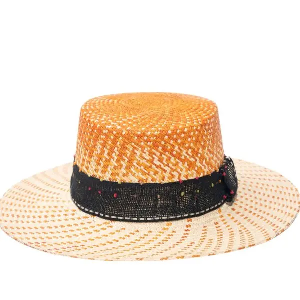 ORTUS Neutrals / Lulo Straw Boater Hat And Neutral - Orange