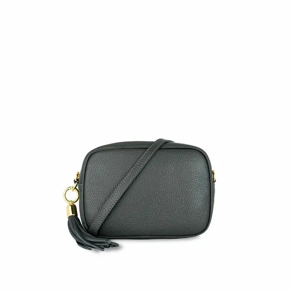 APATCHY LONDON The Tassel Dark Leather Crossbody Bag - Grey