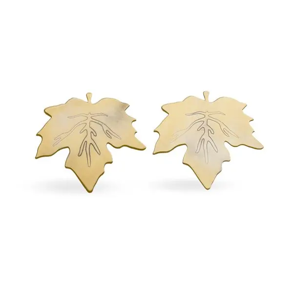 SILVER MOON Maple Leaf Plated Sterling Silver Earrings - Gold