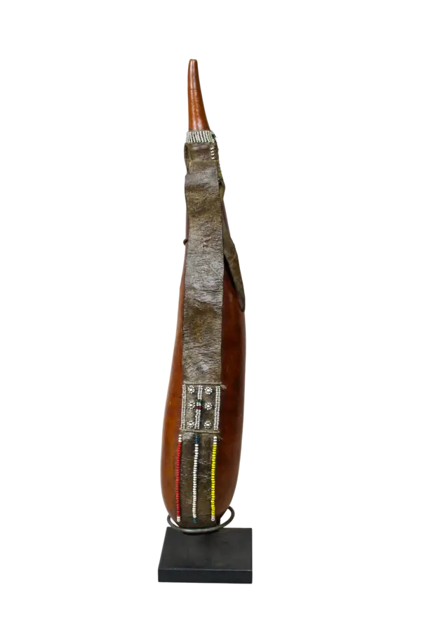 Botanical Boys Vintage Beaded Maasai Calabash Fifty Two Three - Brown