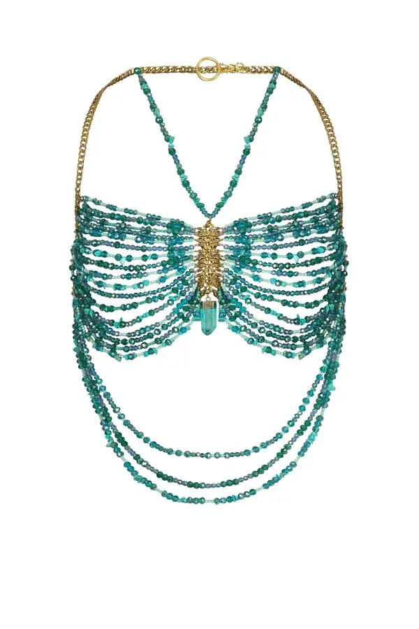 HAUS OF MCLEES Turquoise Beaded Top - Blue