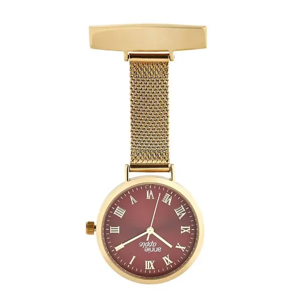 BERMUDA WATCH COMPANY Gold / Red Meraki Red Cherry Gold Mesh Nurse Fob Watch - Gold/red