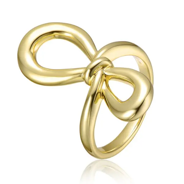GENEVIVE Rachel Glauber Plated Bow-tie Ribbon Infinity Knot Ring - Gold