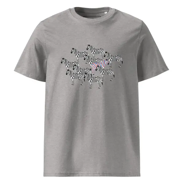 ANCHOR & CREW Heather Zebra Where's William Going? Organic Cotton T-shirt - Grey