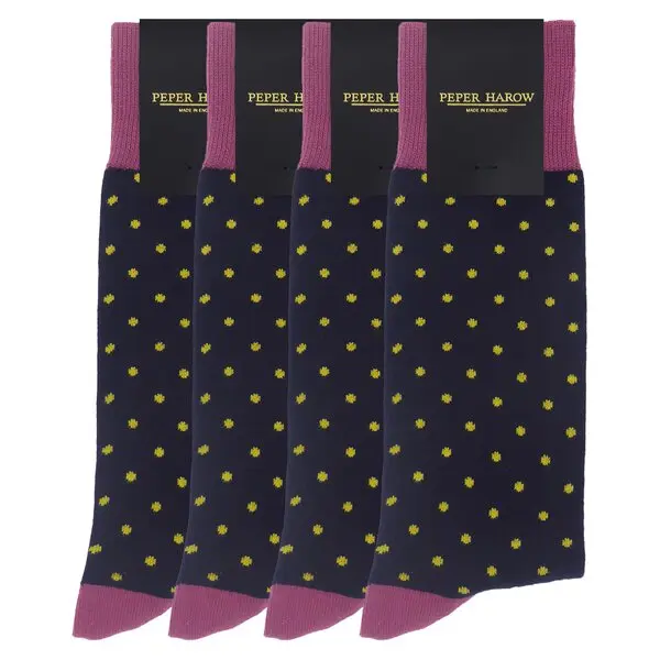 PEPER HAROW - MADE IN ENGLAND Grooms’s Socks Bundle Pin Polka Midnight - Blue