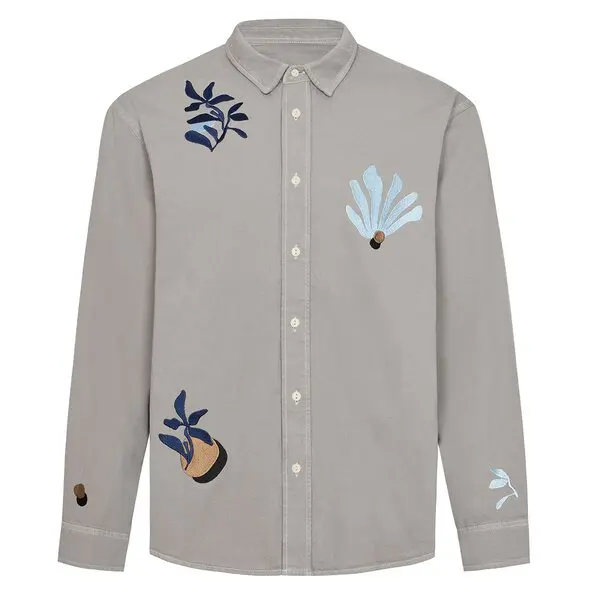 INGMARSON Abstract Floral Organic Cotton Shirt - Grey