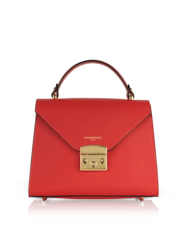 LE PARMENTIER Peggy Leather Top Handle Satchel Bag - Red
