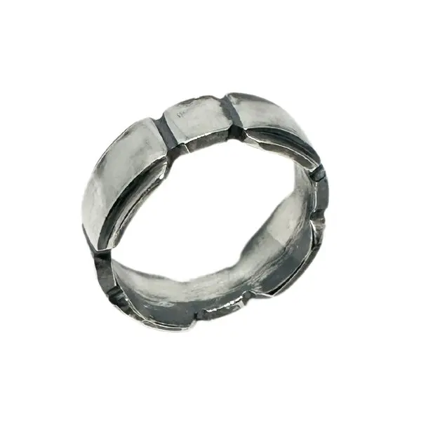 TG-JEWELLERY BY TAMARA GERVASIO Black / Silver Geometric ’s Ring – Sterling Silver, Lost Wax Carving - Black/silver