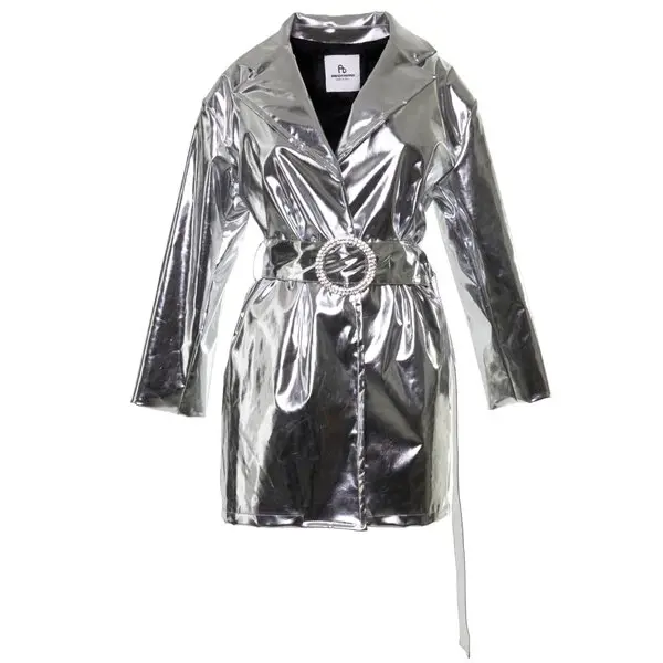 BRENDA AGRADI Mirror Party Trench Coat The Reflection - Silver