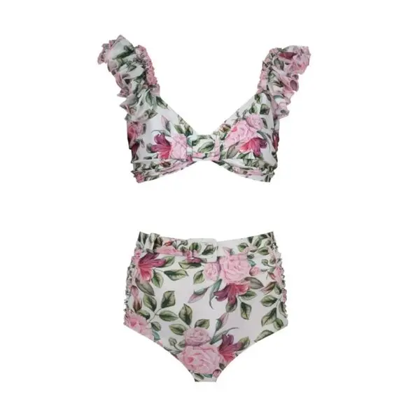 NUR KARAATA Calla Lily Rose Bikini Set - White