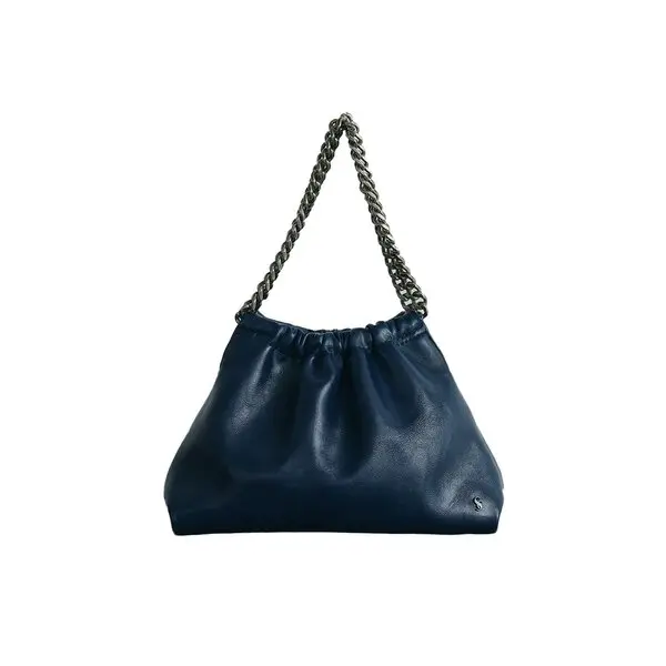 SUUD COLLECTION Navy Giorgia Chain Leather Bag