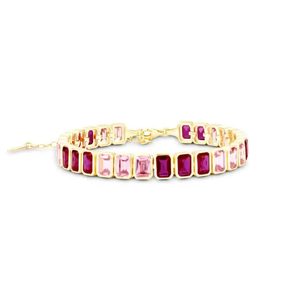 SHYMI Bezel-set Color Emerald Tennis Bracelet - Pink